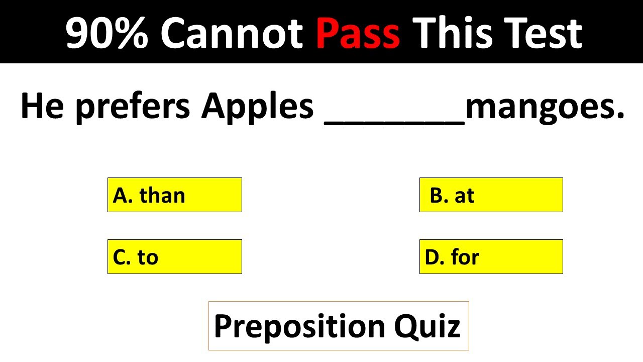 Preposition Quiz: 93% Cannot Pass This Test | #challenge 1 - YouTube