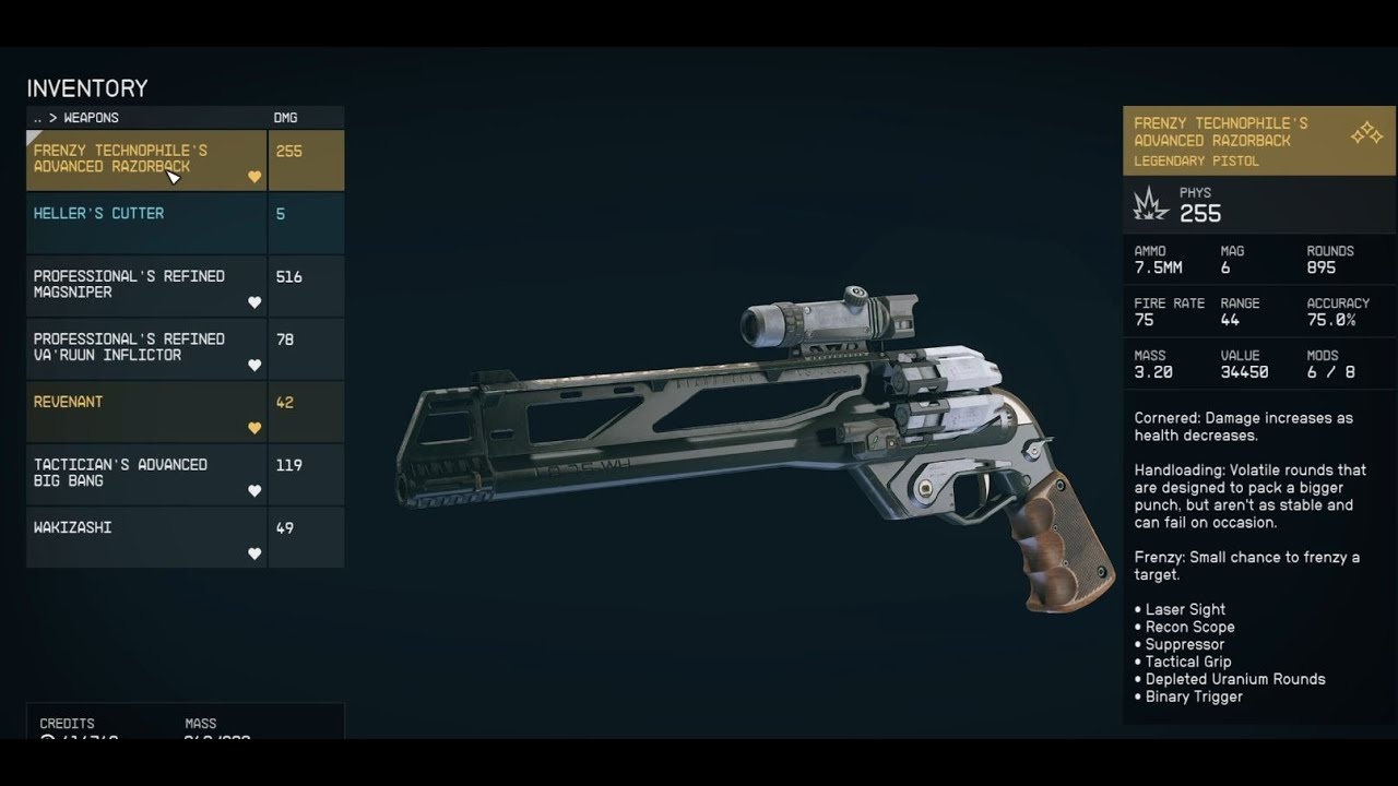 STARFIELD│Testing LEGENDARY RAZORBACK Pistol Loot Drop - HOLY SH*T ...