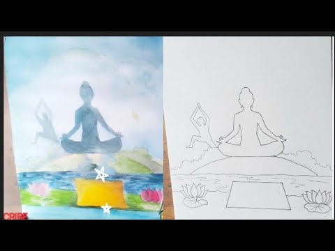 Yoga Day Poster Making | Simple & Colorful Drawing |🕉️ Yoga Day  Drawing | Peace, Balance & Health