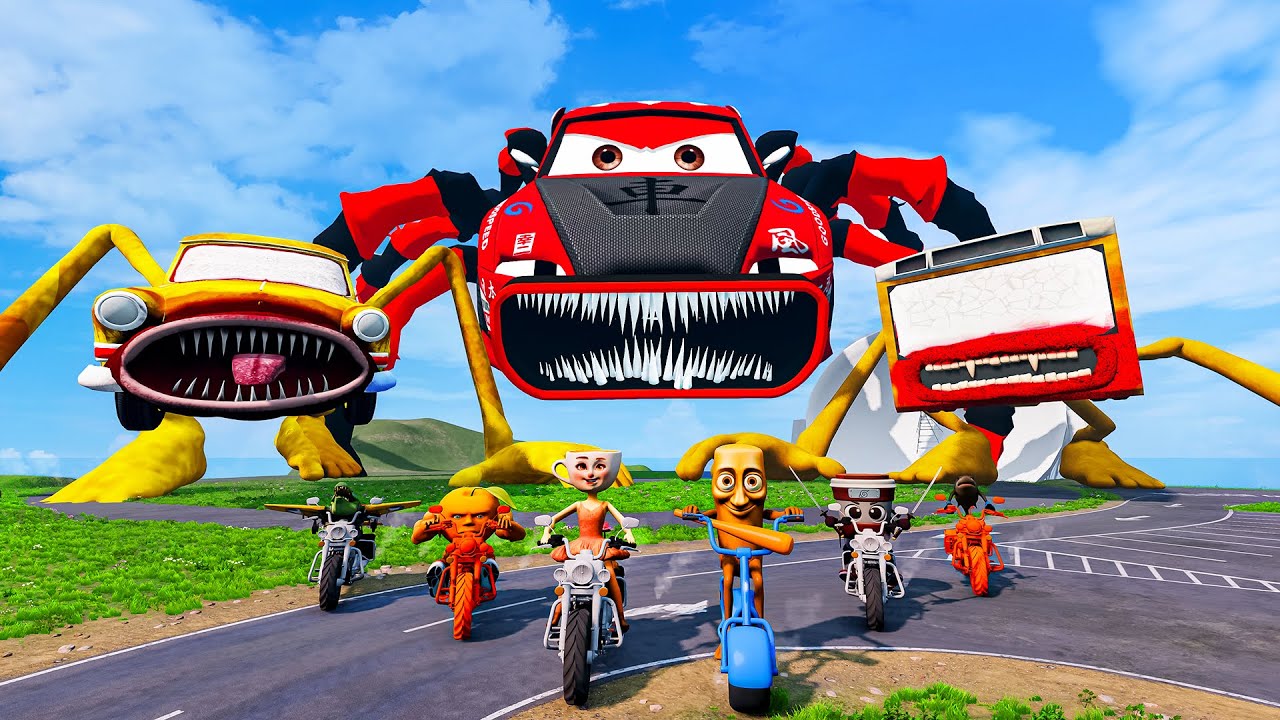 ALL MONSTERS Big & Small Cars with BRAINROT MOTO & BUS EATER & CAR ...