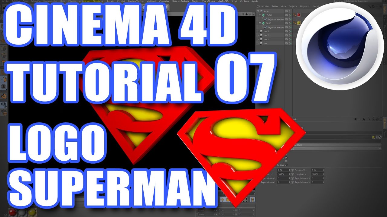 TUTORIAL 07 CINEMA 4D "LOGO SUPERMAN" - YouTube