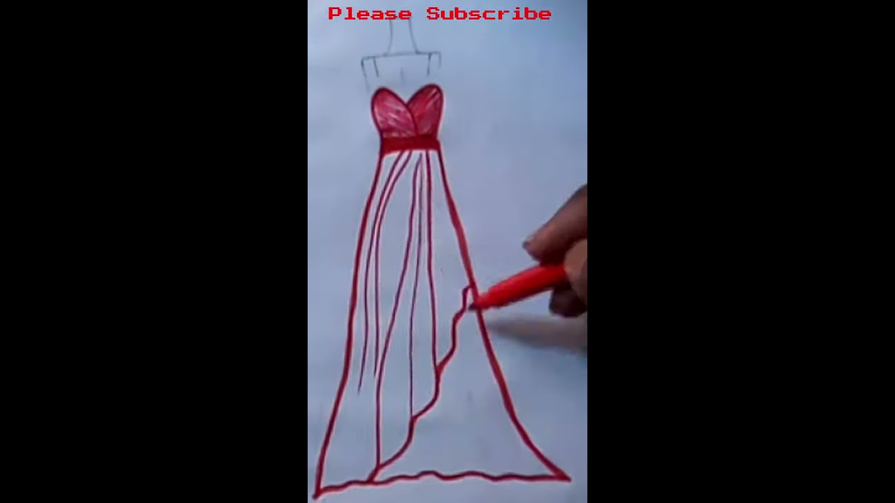 How to Draw Red fashion illustration Dress, Easy Drawing Dress tutorial ...