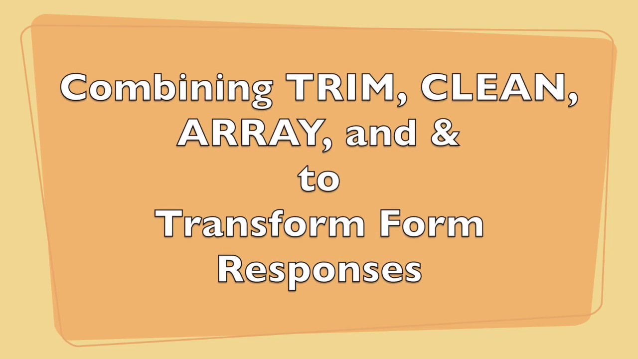 CLEAN, TRIM, ARRAY - YouTube