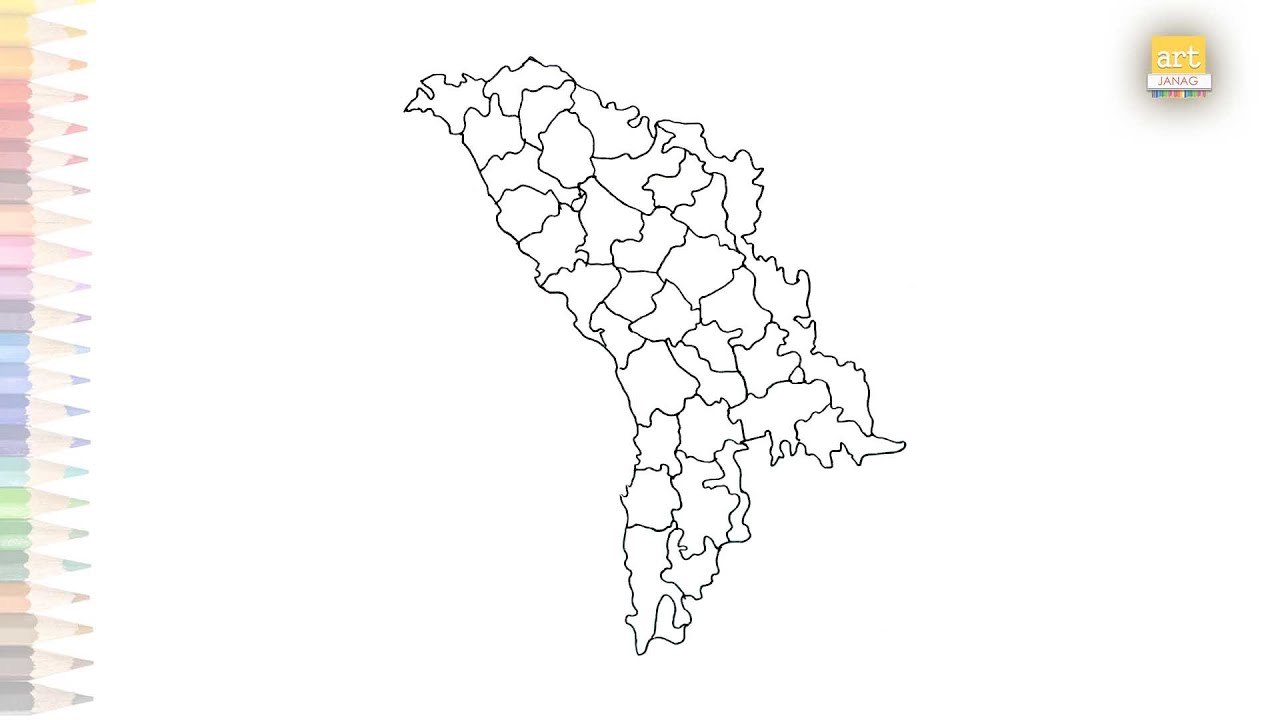 Moldova Map outline with regions | How to draw Moldova Map outline step ...