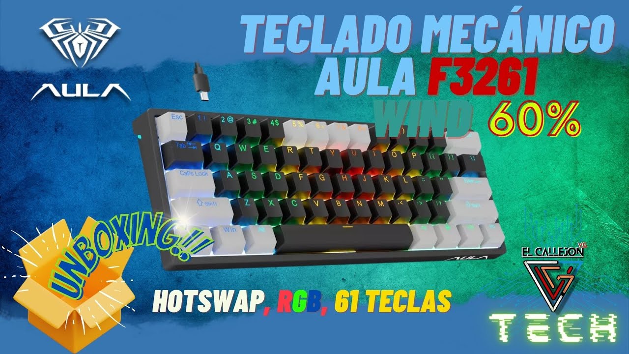 Unboxing Aula Gaming RGB 60% Keyboard F3261 Wind - YouTube