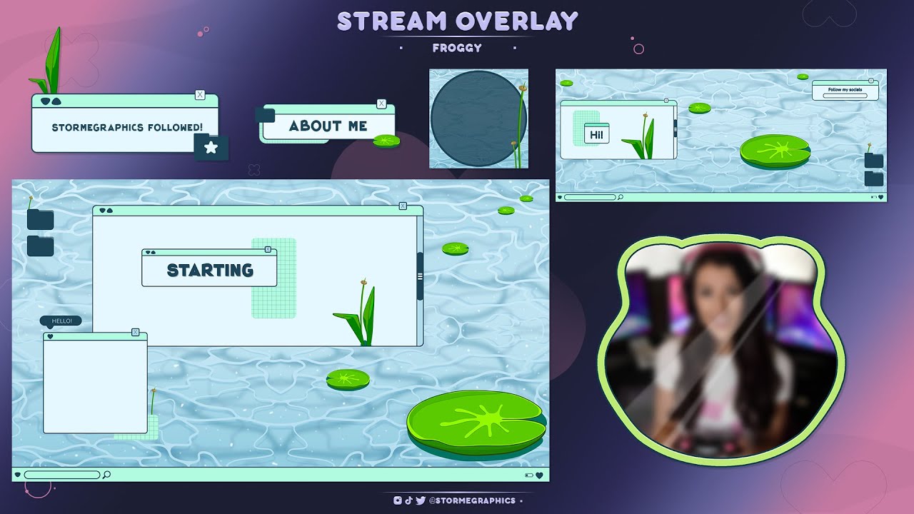 [ Cute Pond Frog ] FREE ANIMATED STREAM OVERLAY FOR DOWNLOAD - YouTube