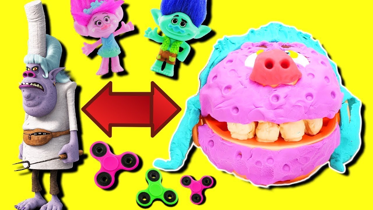 Trolls Movie Fidget Spinner Game w PlayDoh Drill N Fill Bergen Chef and ...