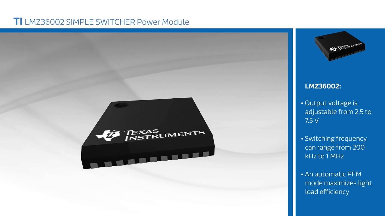 New at Mouser – TI LMZ36002 SIMPLE SWITCHER® Power Module - YouTube