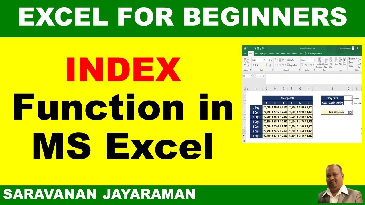 INDEX Function In Excel How To Use INDEX excel YouTube INDEX Function In Excel How To Use INDEX excel YouTube