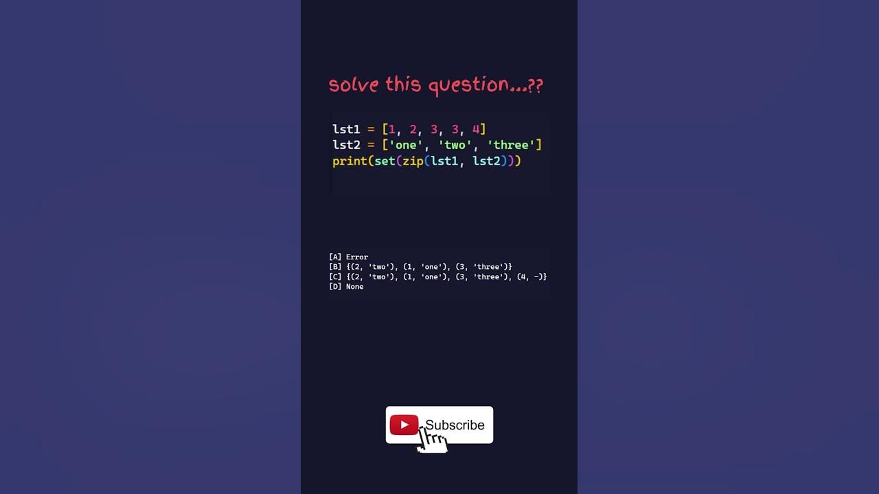 Python Quiz Solve This Question Python Coding Pythontutorial Youtube 1916