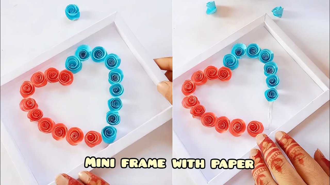 Diy mini frame with paper 😱🌷 viral paper frame. #trending #viralvideo ...