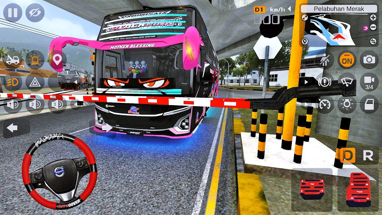 Bus Black Pink Tunggal Jaya Menunggu Kereta Api Melintas - YouTube