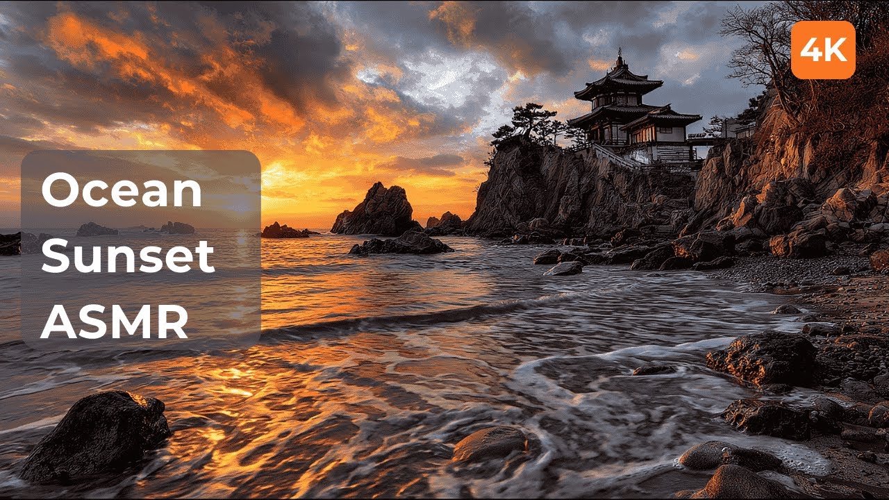 Serene Coastal Temple at Golden Hour | Ocean Waves ASMR Relaxation ...