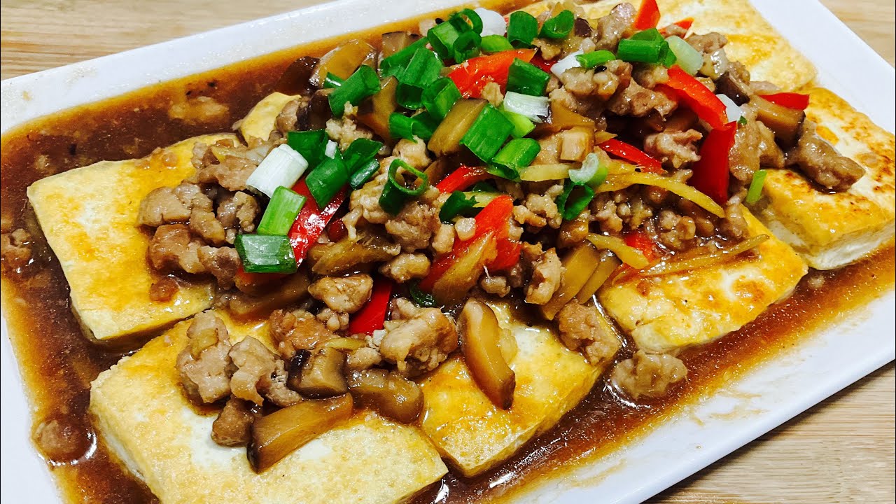 Grandma’s favourite chinese restauarant style fried tofu with minced ...