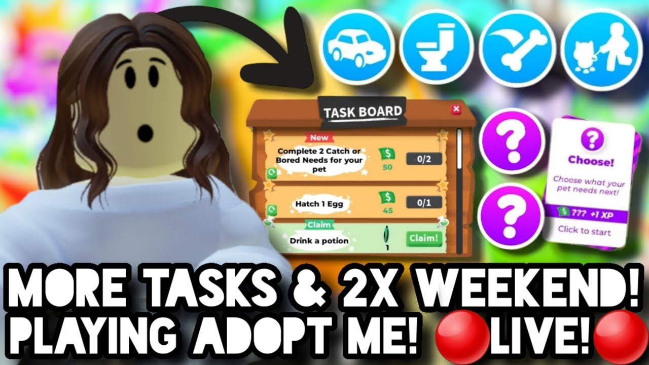 More Tasks & 2x Weekend! | Playing Adopt Me! |🔴Live🔴| Roblox - YouTube