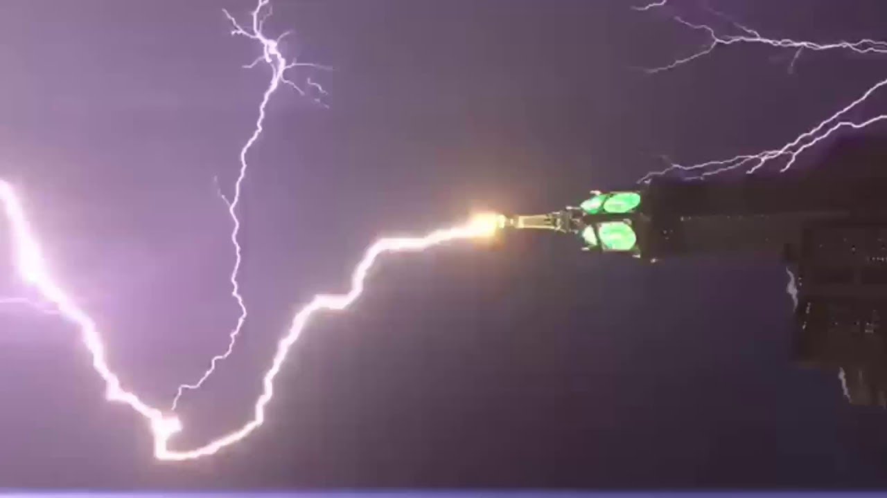 Lightning Strike on Mecca Clock Tower at 27th September, 2018 During ...