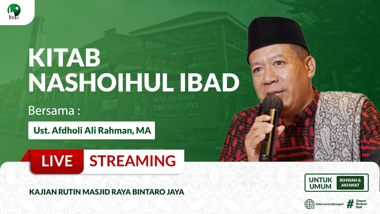🔴[LIVE] KITAB NASOIHUL IBAD (TIGA AMALAN YANG MERUSAK HIDUP) | USTADZ ...
