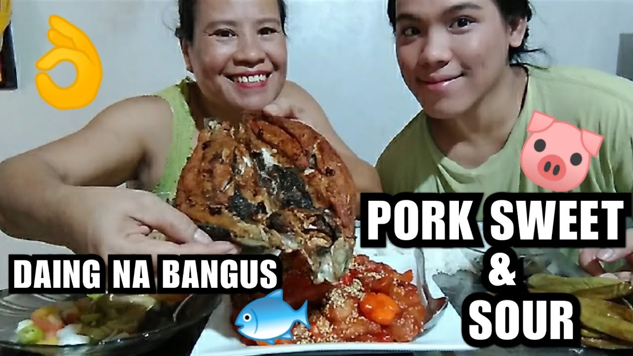 MUKBANG||FILIPNO FOOD/ SWEET &SOUR PORK, DAING BANGUS, ENSALADA& PRITO ...