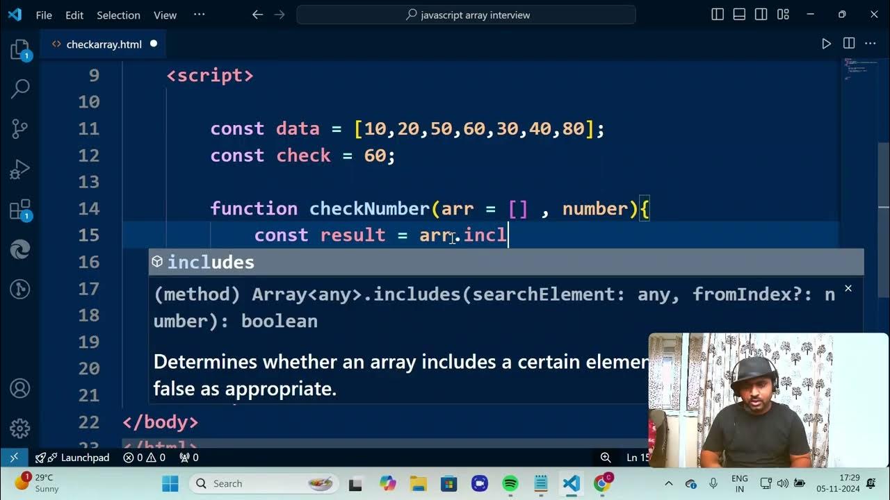 #JavaScript_Interview_Question | Check Array Contain Specific Element - YouTube