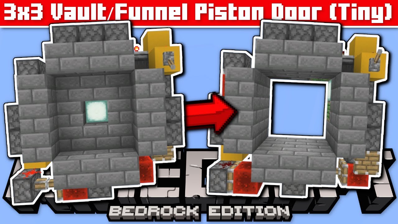 Minecraft Bedrock - 3x3 VAULT / FUNNEL DOOR ( EASY ) ( Tutorial ) MCPE ...