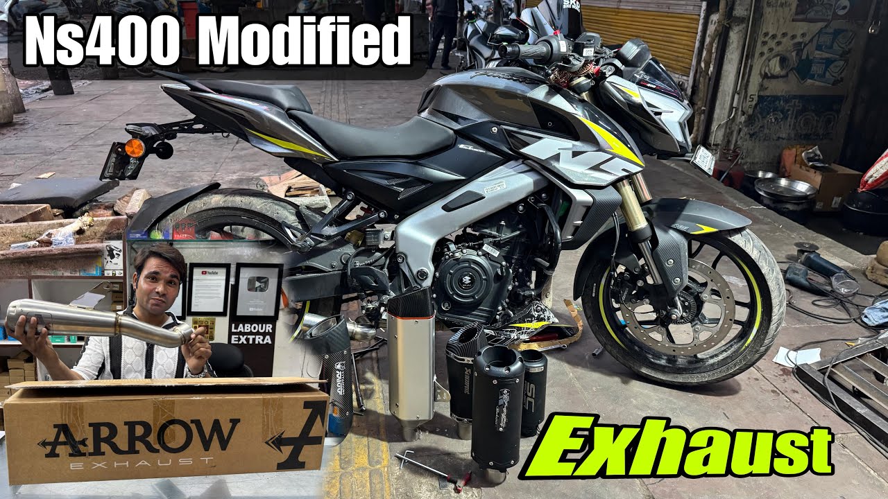 pulsar ns 400 modified | Ns400 Arrow Exhaust Sound India 🇮🇳 first - YouTube