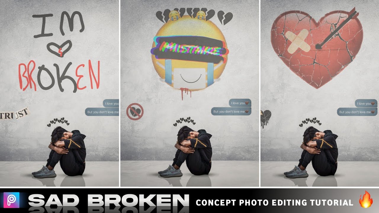 Sad Broken Heart Photo Editing in Picsart || Broken Photo Editing ...