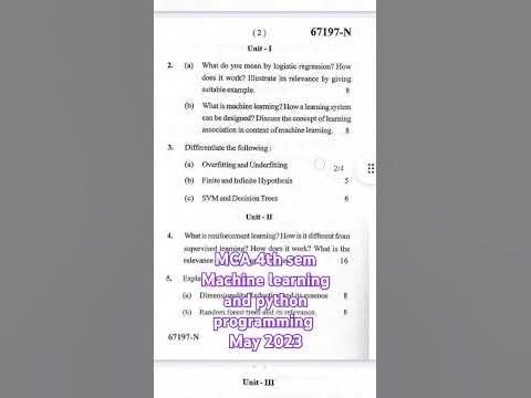 #MCA 4th sem # Machine learning and python programming May 2023 # question paper #mdu - YouTube