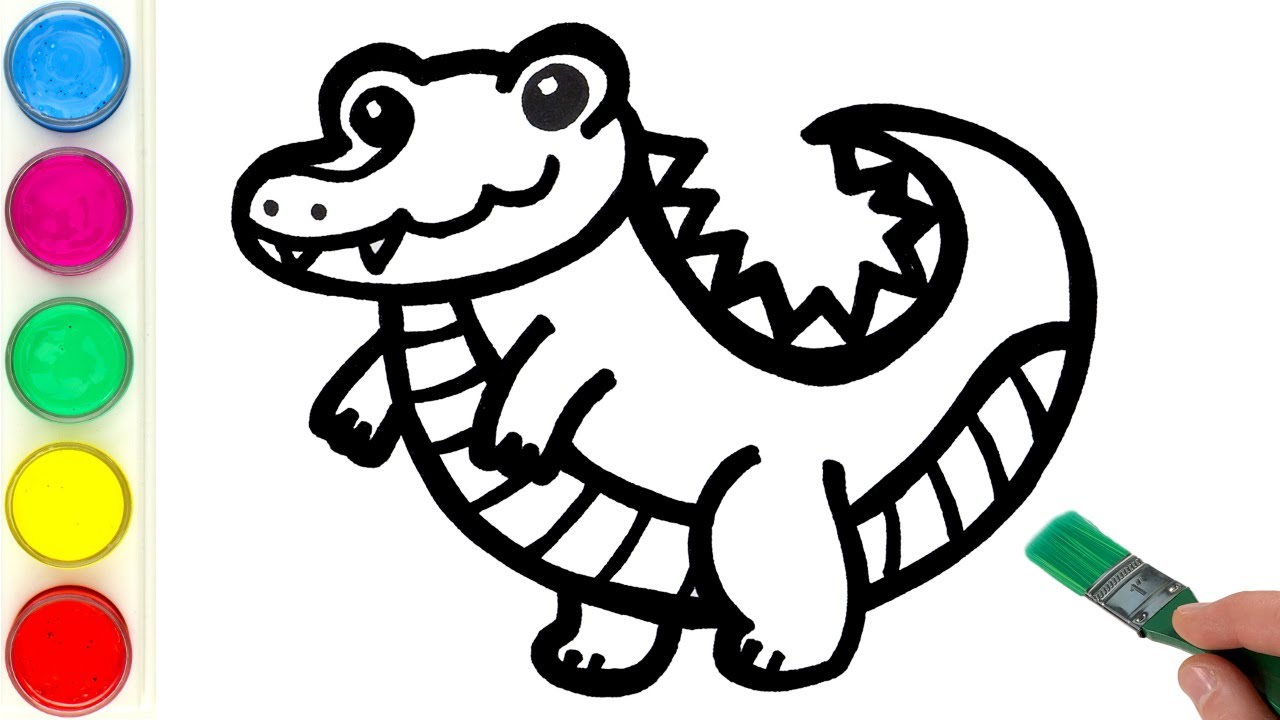 Crocodile Drawing, Painting, Coloring for Kids and Toddlers | Learn How ...