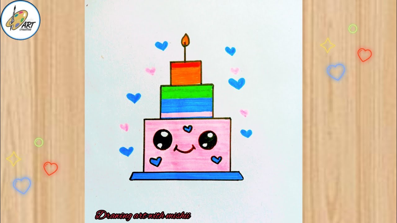 How to draw a cute cake drawing step by step for kids //easy cake ...