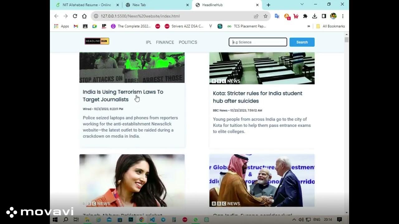 NEWS WEBSITE || USING HTML, CSS , JAVASCRIPT....WITH THE HELP OF NEWSAPI - YouTube