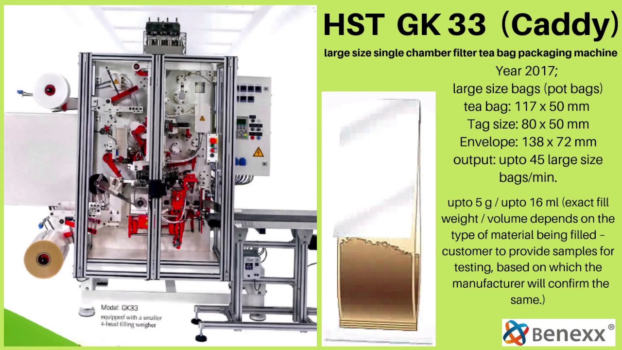 HST GK 33 (Caddy) large size single chamber filter tea bag packaging ...