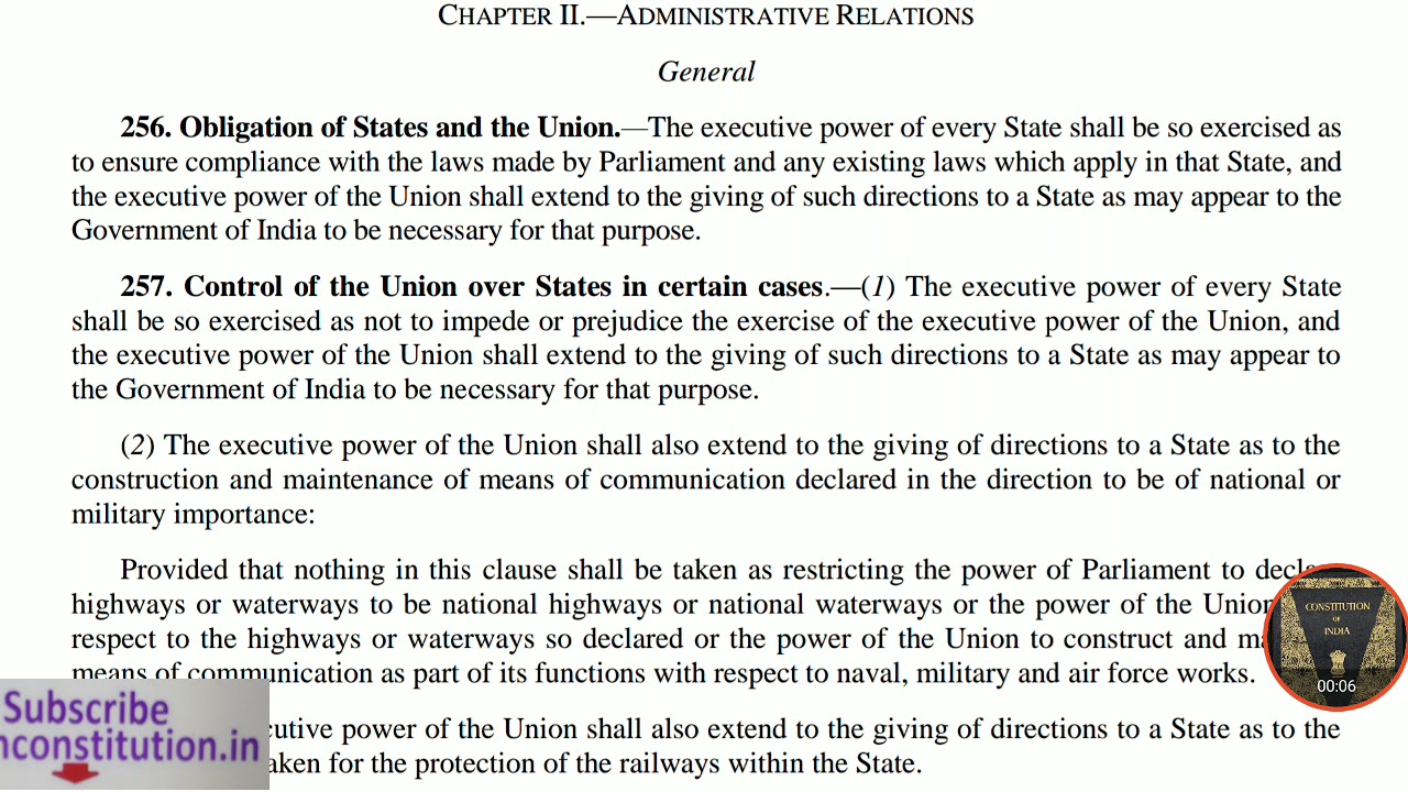 Article 256 of Indian Constitution - YouTube