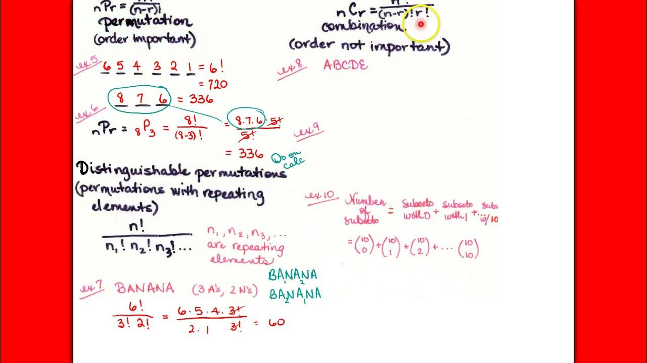 Permutations, combinations, distinguishable permutations with repeated ...