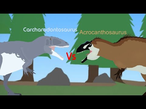 Carcharodontosaurus Vs. Acrocanthosaurus | Sticknodes Animation - YouTube