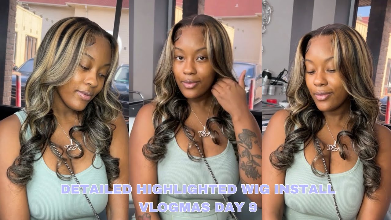VLOGMAS DAY 9| DETAILED HIGHLIGHTED WIG INSTALL| BOMBSHELL CURLS| WEST ...