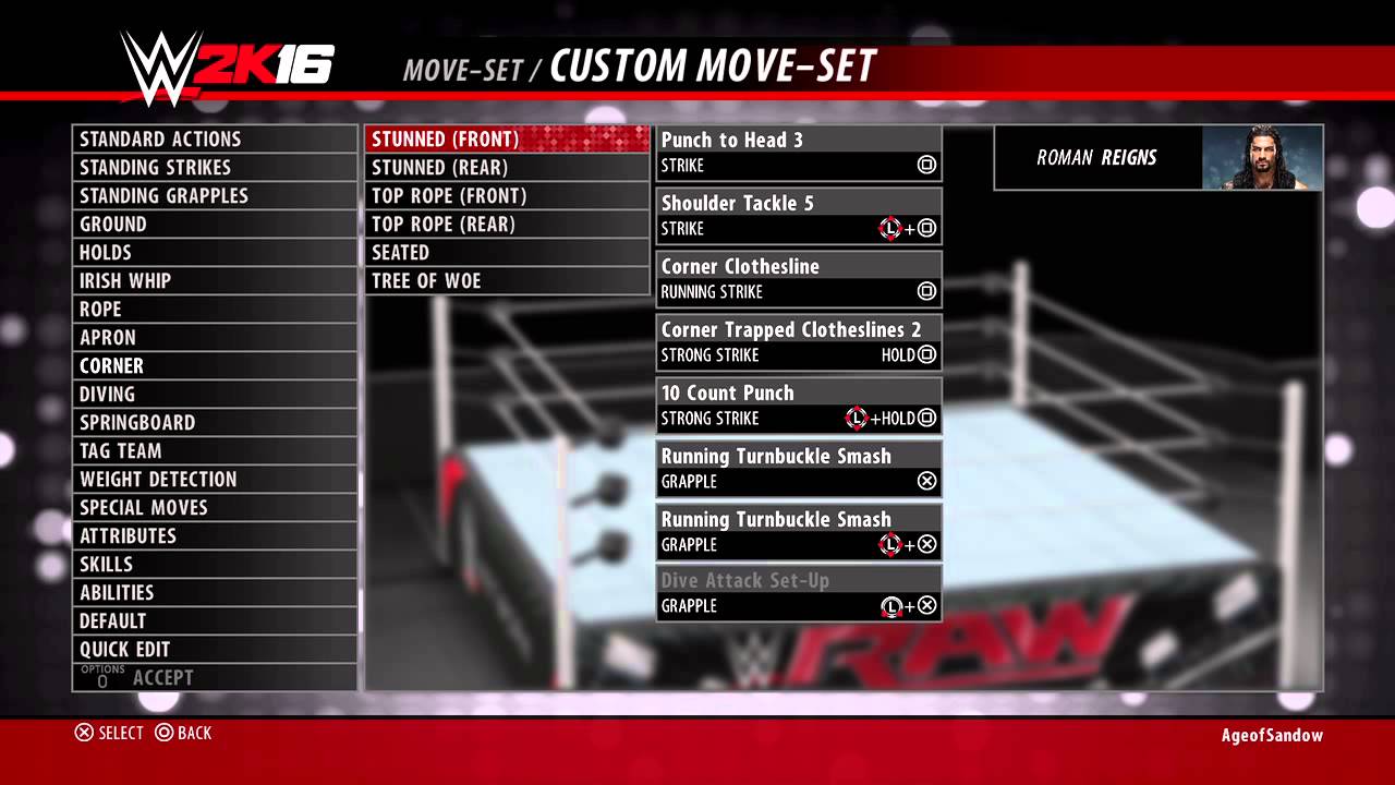 WWE 2K16 Roman Reigns Updated Moveset - YouTube