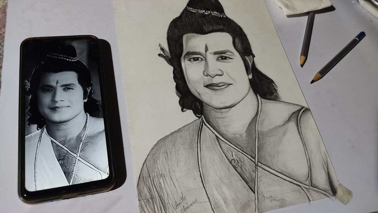 Ram ji Drawing | How to draw lord Rama step by step | Shree Ram Drawing ...
