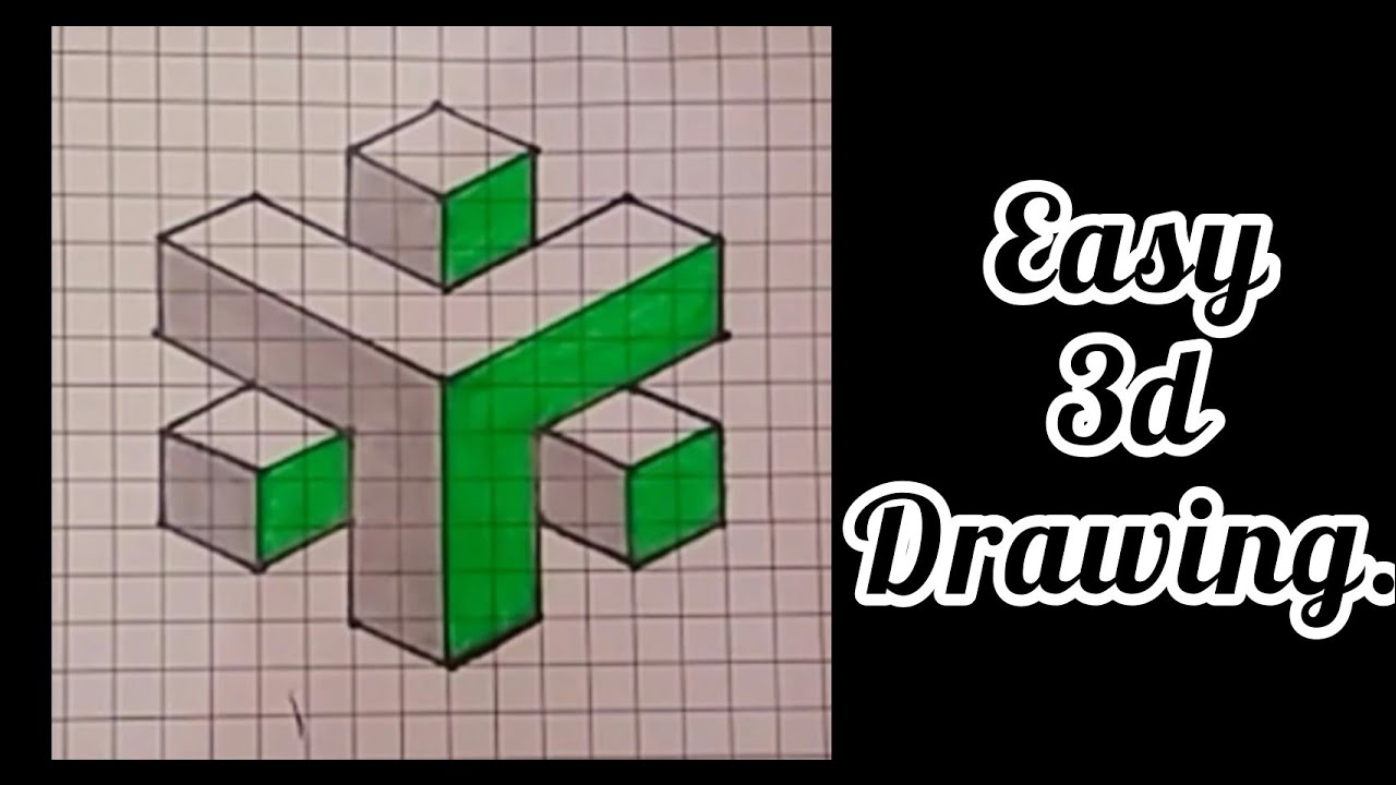 3d pillars drawing for beginners step by step | 3d drawing on graph ...