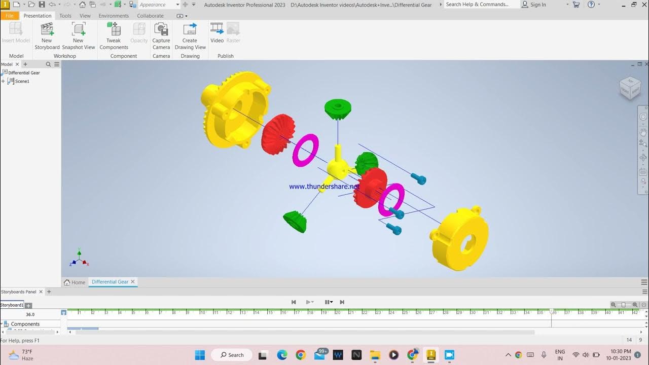 Autodesk inventor presentation file with Gear Box - YouTube