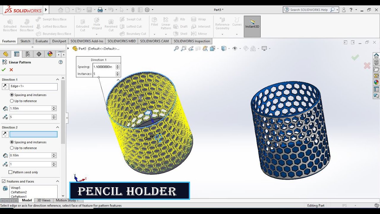 How to design pen holder solidworks | How to make pen holder | Build a ...