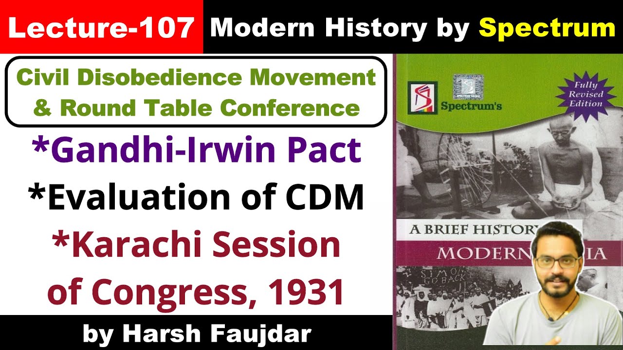 H107- Gandhi-Irwin Pact 1931, Karachi Session 1931, Why CDM was Suspended | Spectrum Modern ...