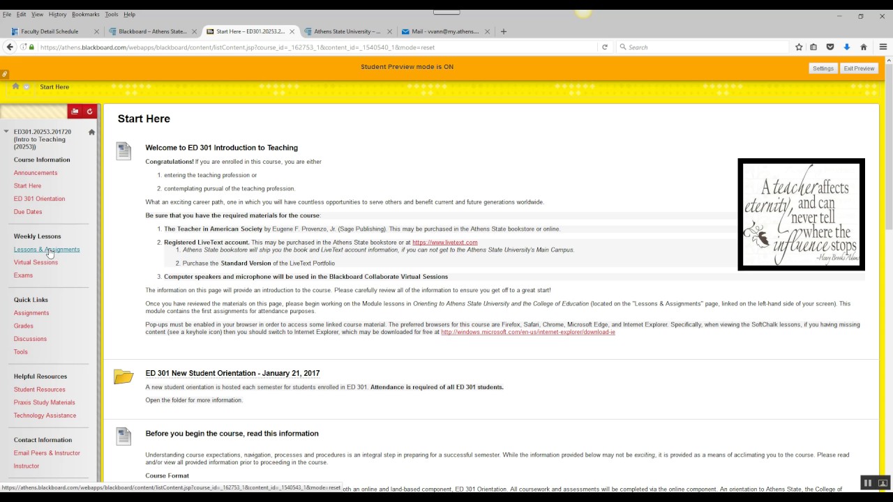 Navigating Blackboard in ED 301 - YouTube