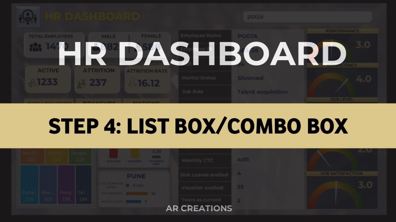 HR ANALYTICS DASHBOARD:USING MS EXCEL: Step 4- List box, Combo box and ...