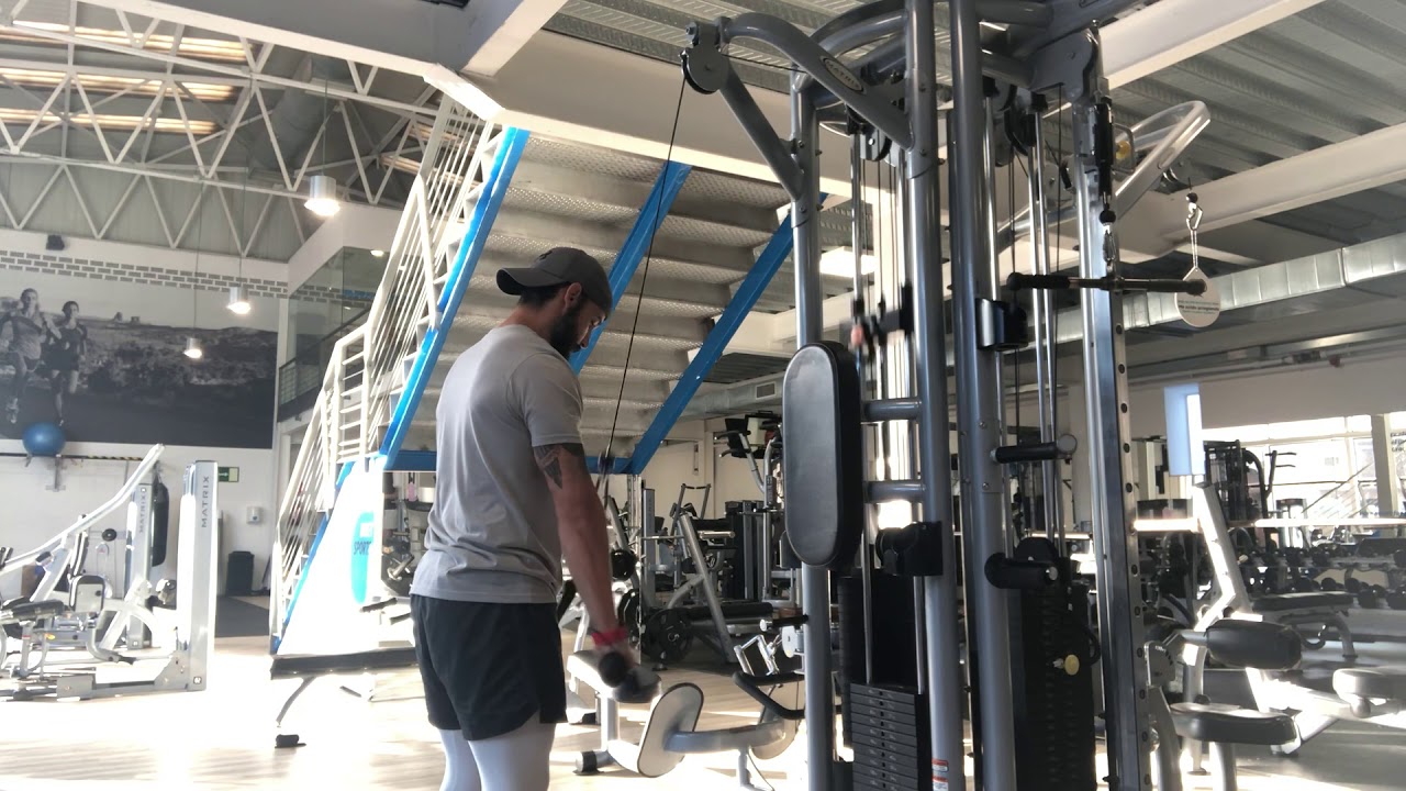 Extensiones de tríceps polea alta con cuerda - YouTube