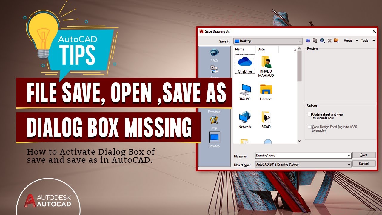 Save As Dialog Box Is Missing In Autocad Autocad Tips And Tricks Filedia Command In Autocad