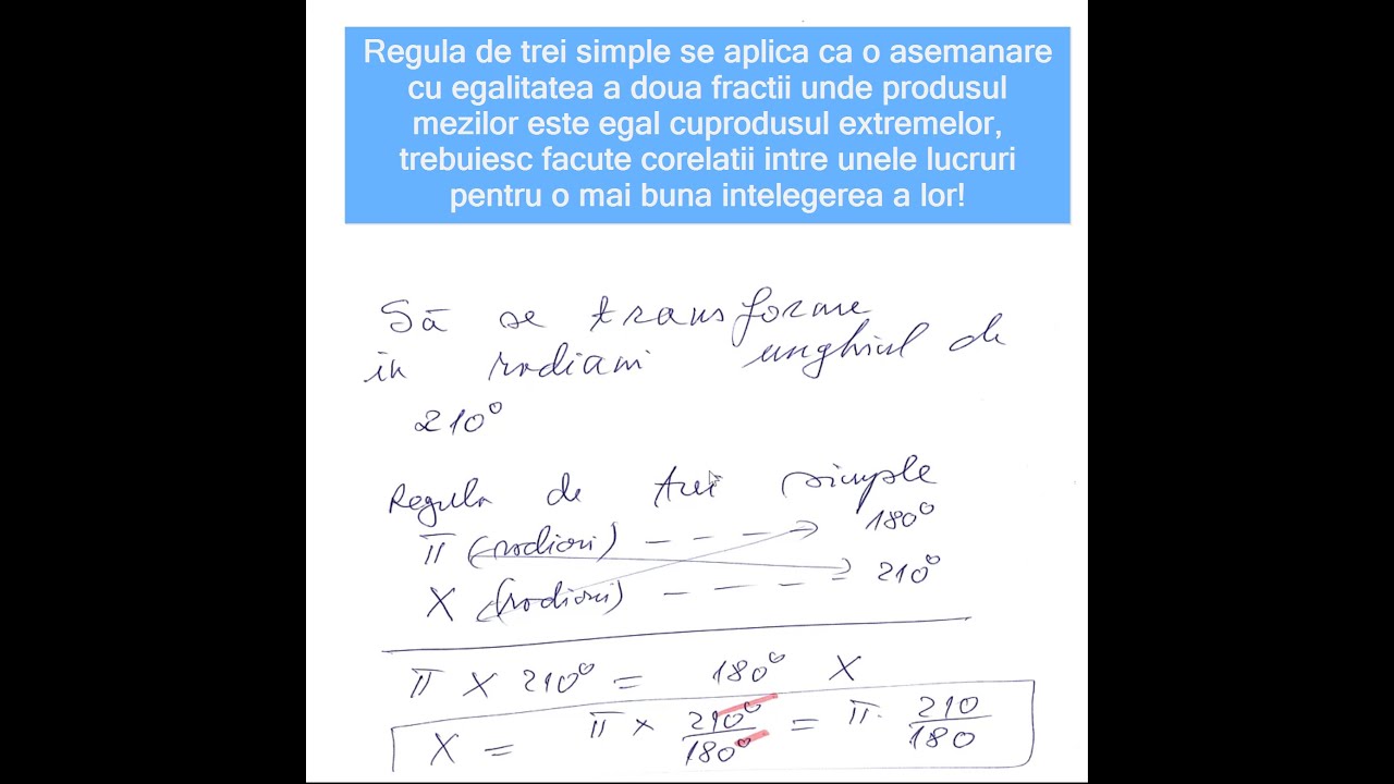 Transformarea unghiurilor din grade in radiani dar si invers - YouTube