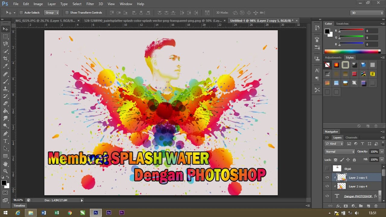 Membuat efek SPLASH WATER Dengan PHOTOSHOP - YouTube
