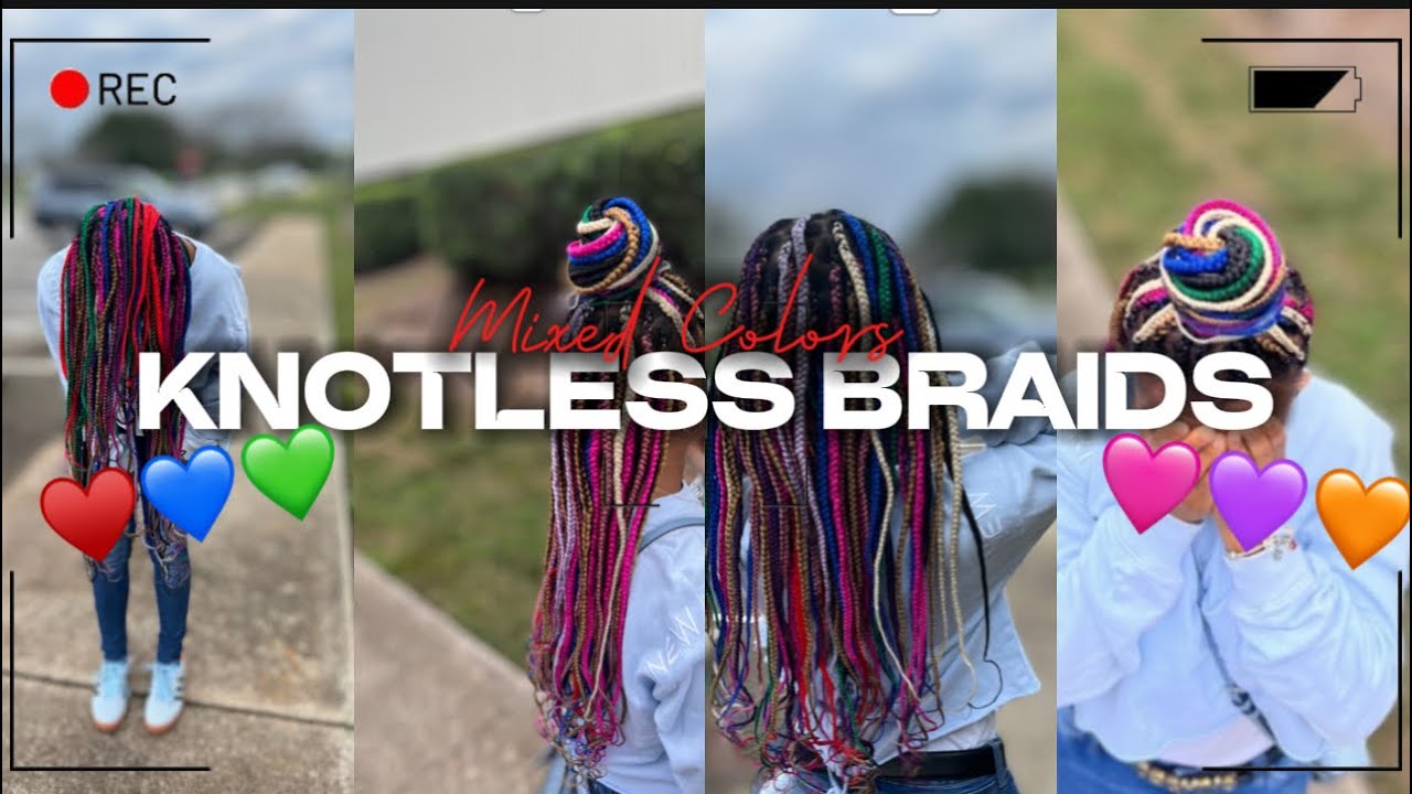Trending Multi Layered Color Knotless Braids by Lovely Xtensionz - YouTube