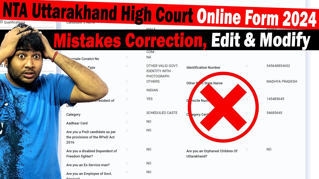 Mistakes Correction in NTA Uttarakhand High Court Online Form 2024 ...