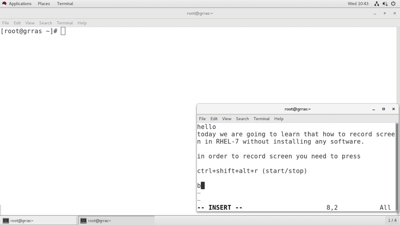 How to Record Screen in RHEL 7 without installing any Software - YouTube